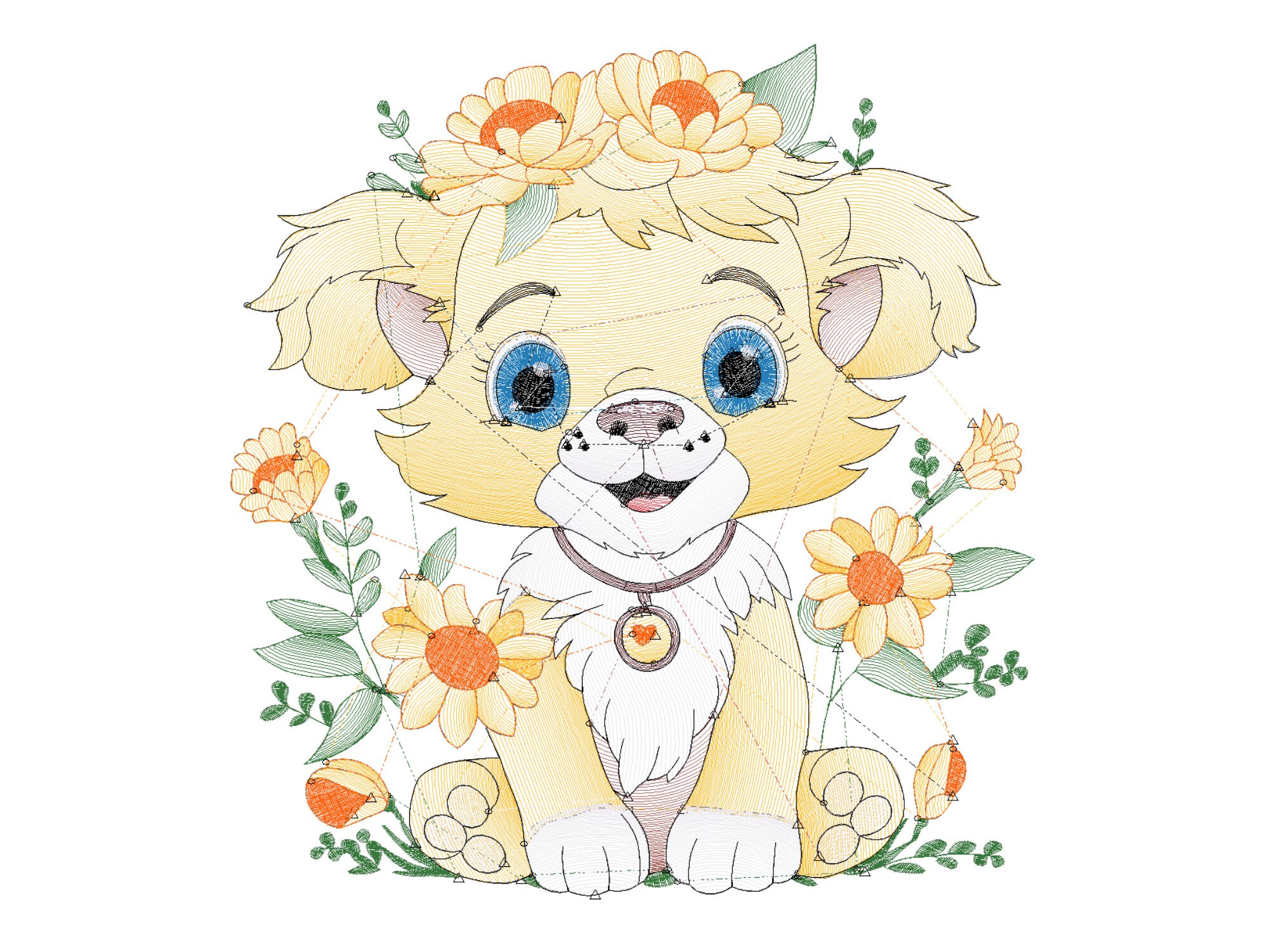Lion Cub Flower Embroidery Designs Baby Shower Gift Machine Embroidery ...