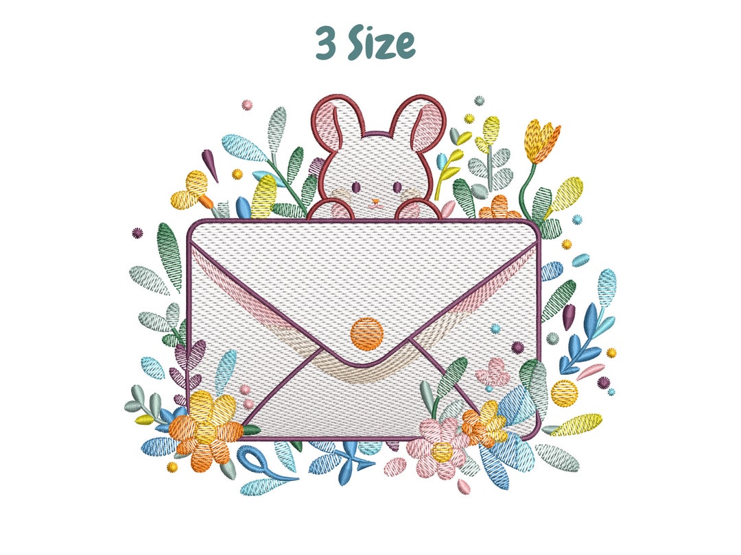 Rabbit Envelope Embroidery Designs | Baby Shower Gift | Machine ...