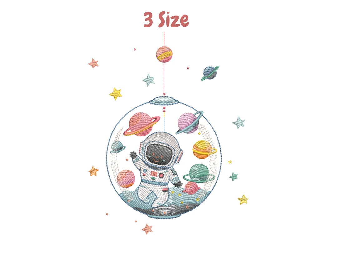 Astronaut Planets Embroidery Designs | Baby Shower Gift | Machine ...