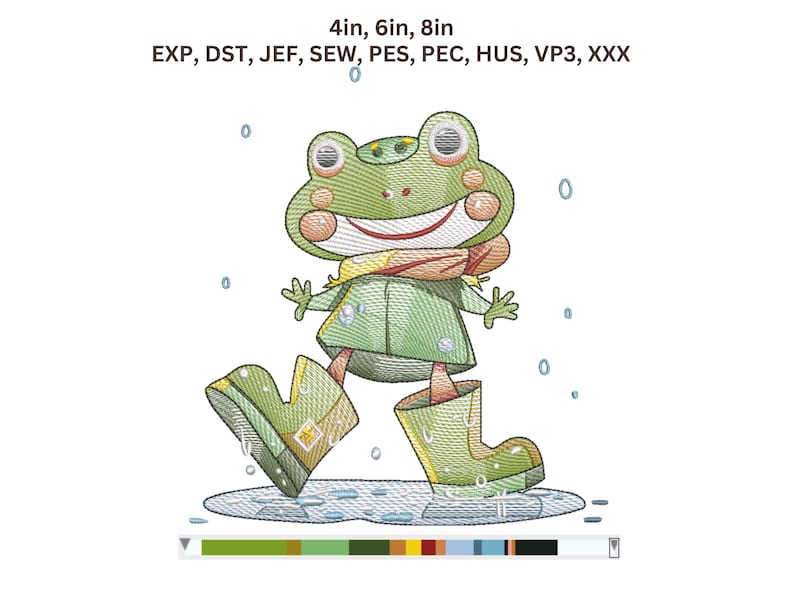 Frog Rain Embroidery Designs | Baby Shower Gift | Machine Embroidery ...