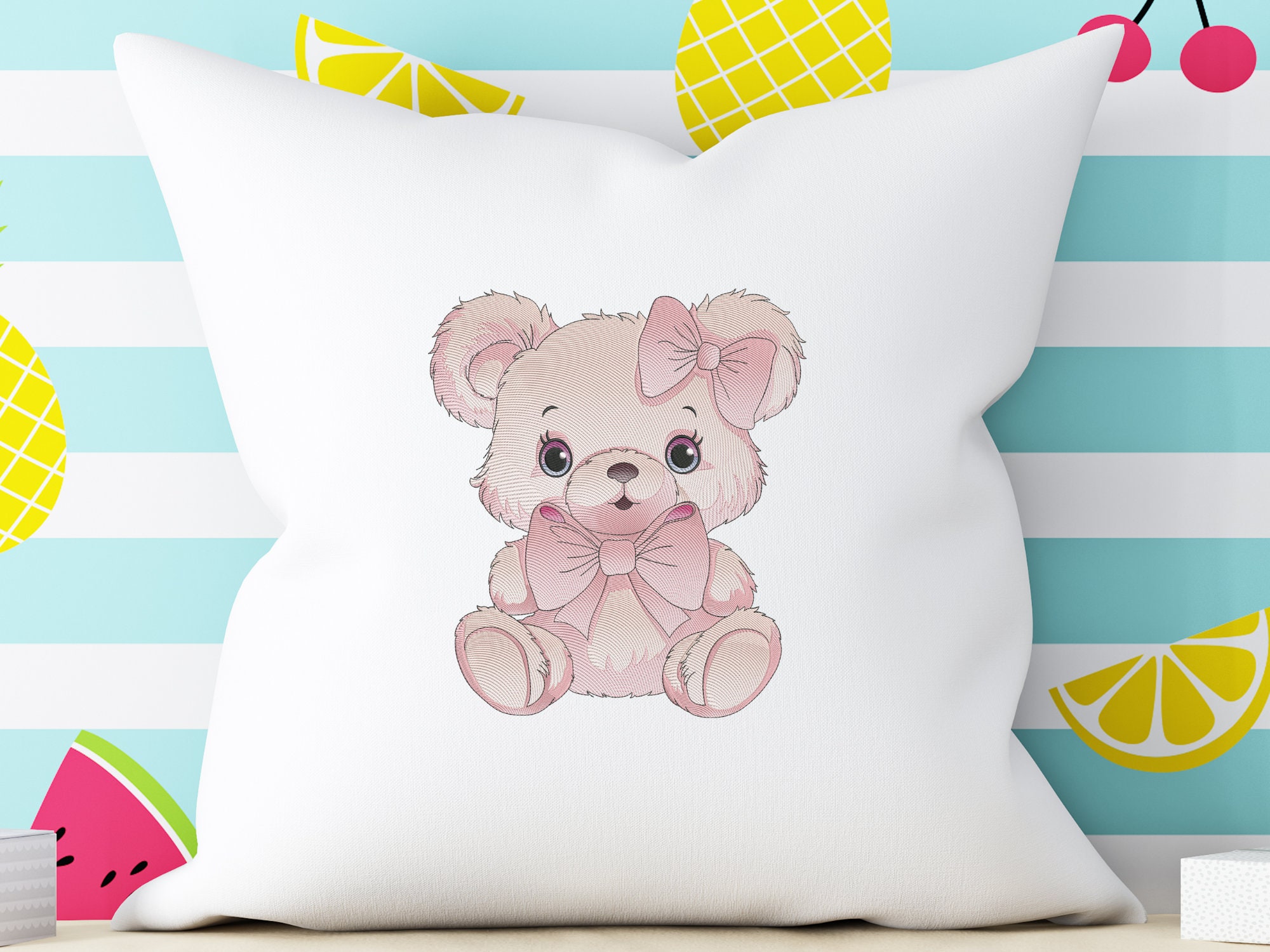Pink Bear Embroidery Designs Baby Shower Gift Machine Embroidery Design ...