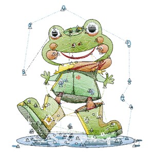 Frog Rain Embroidery Designs | Baby Shower Gift | Machine Embroidery ...