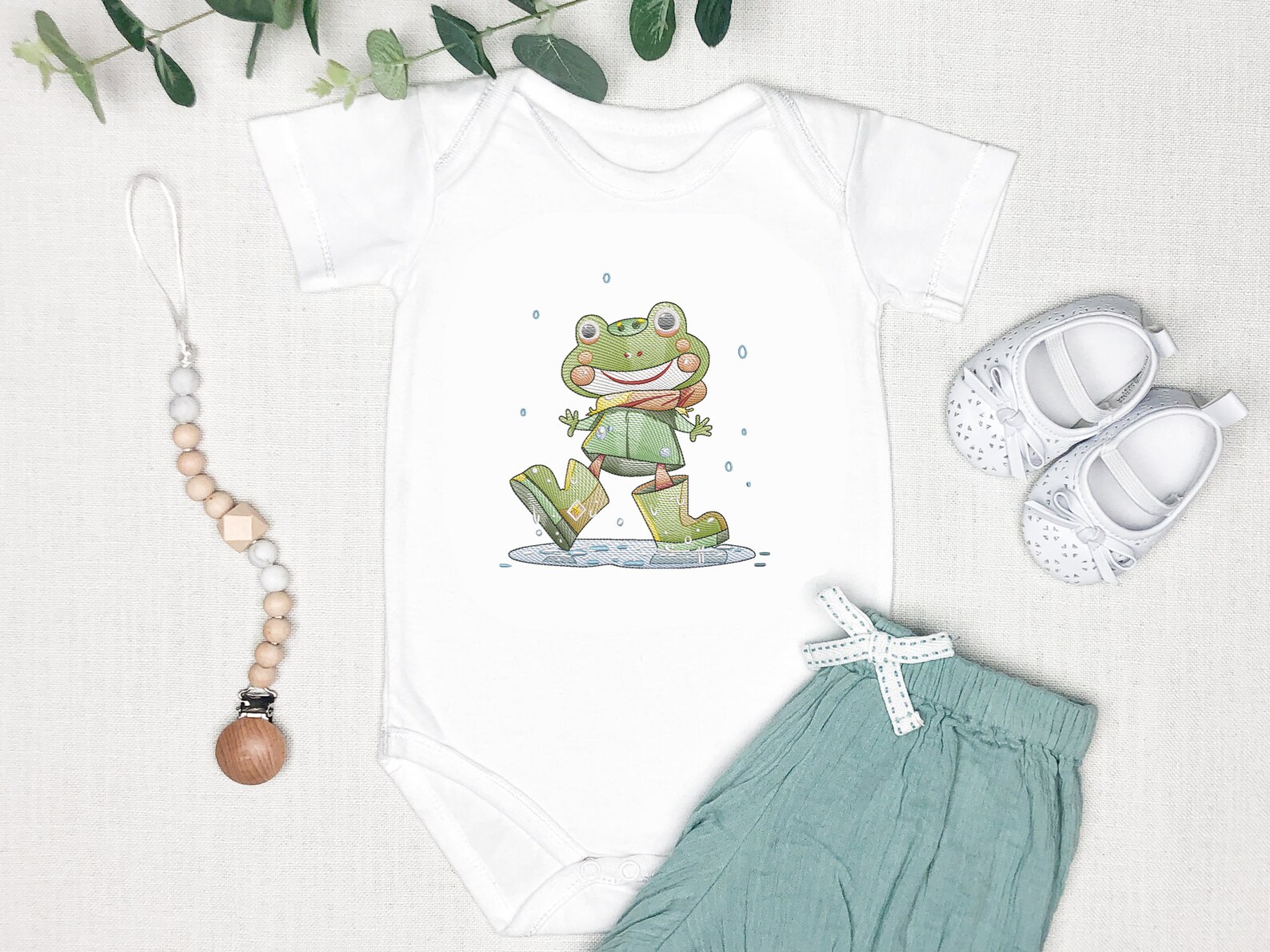 Frog Rain Embroidery Designs | Baby Shower Gift | Machine Embroidery ...