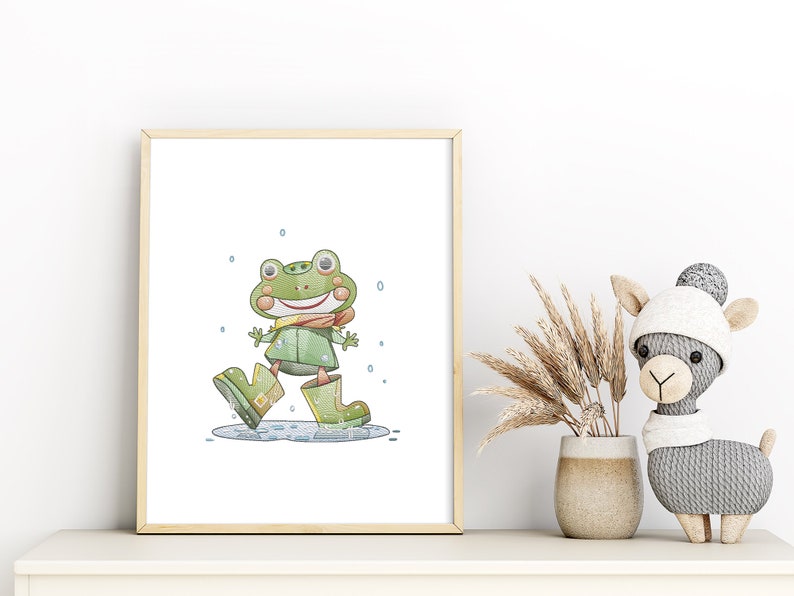 Frog Rain Embroidery Designs | Baby Shower Gift | Machine Embroidery ...
