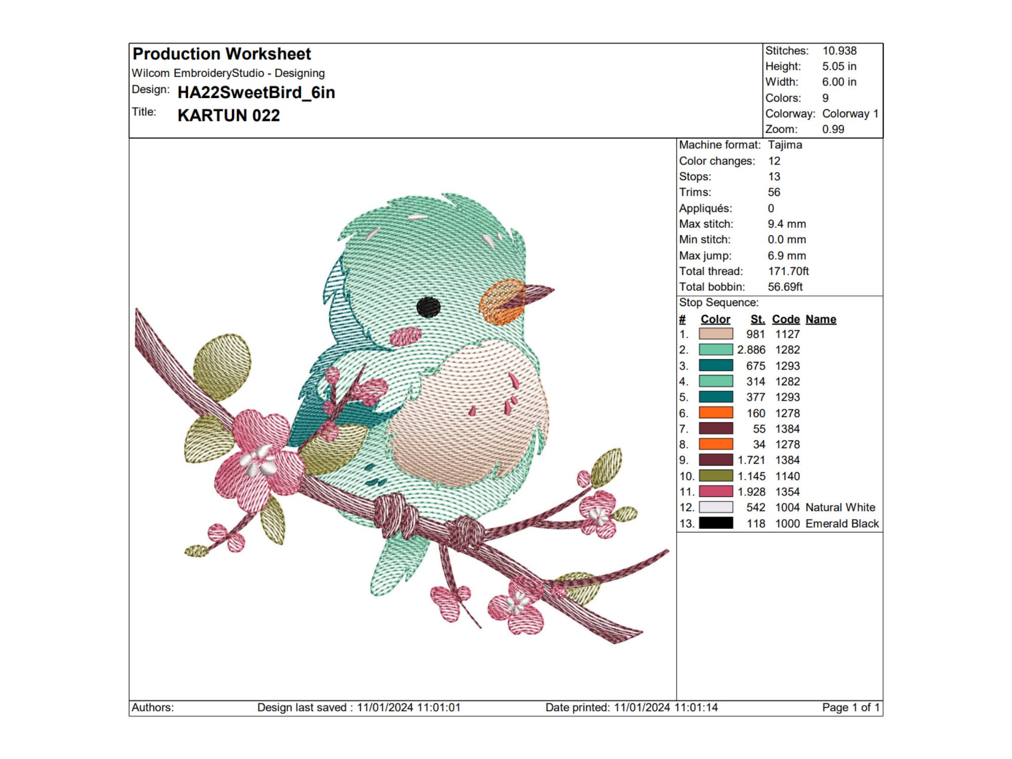 Sweet Bird Embroidery Designs | Baby Shower Gift | Machine Embroidery ...