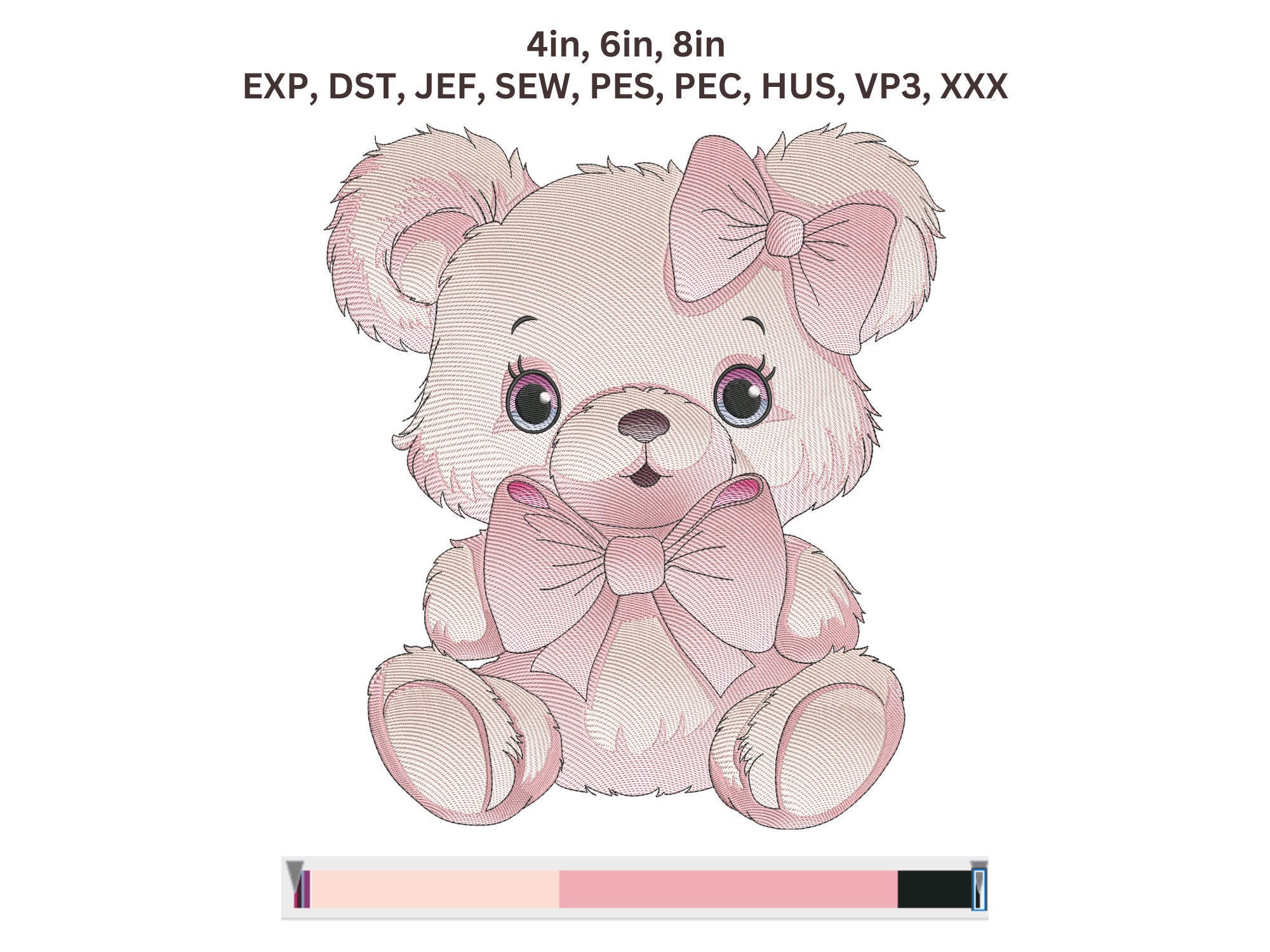 Pink Bear Embroidery Designs Baby Shower Gift Machine Embroidery Design ...