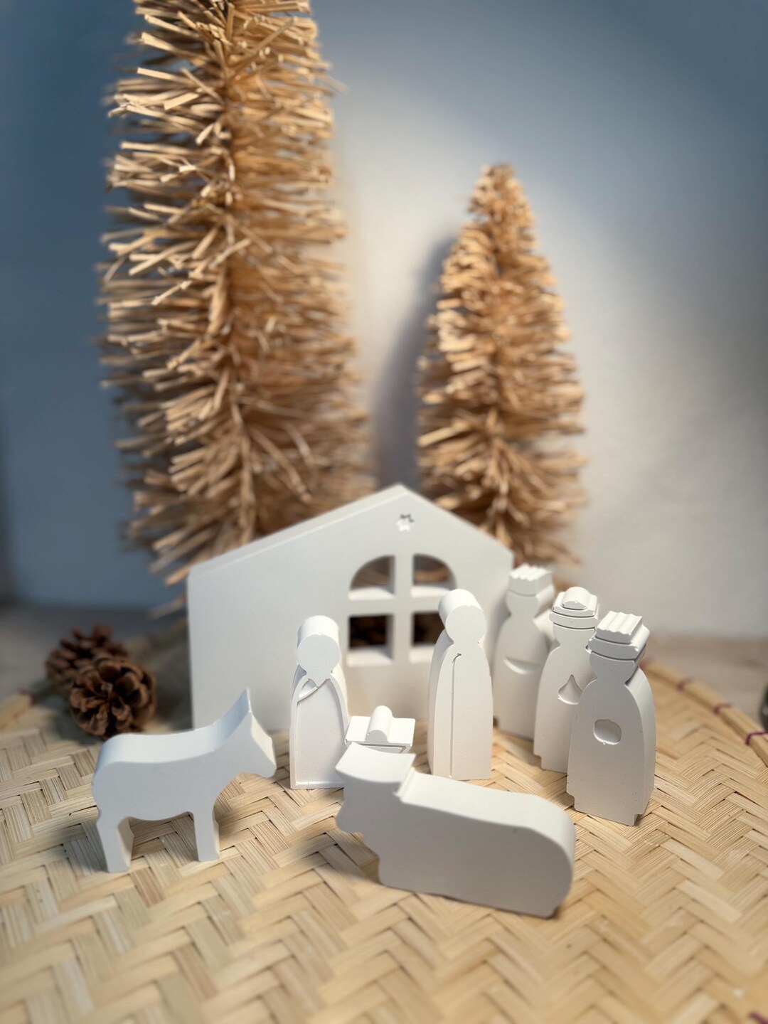Modern Christmas Crib, Advent Decoration, Christmas Decoration, White ...
