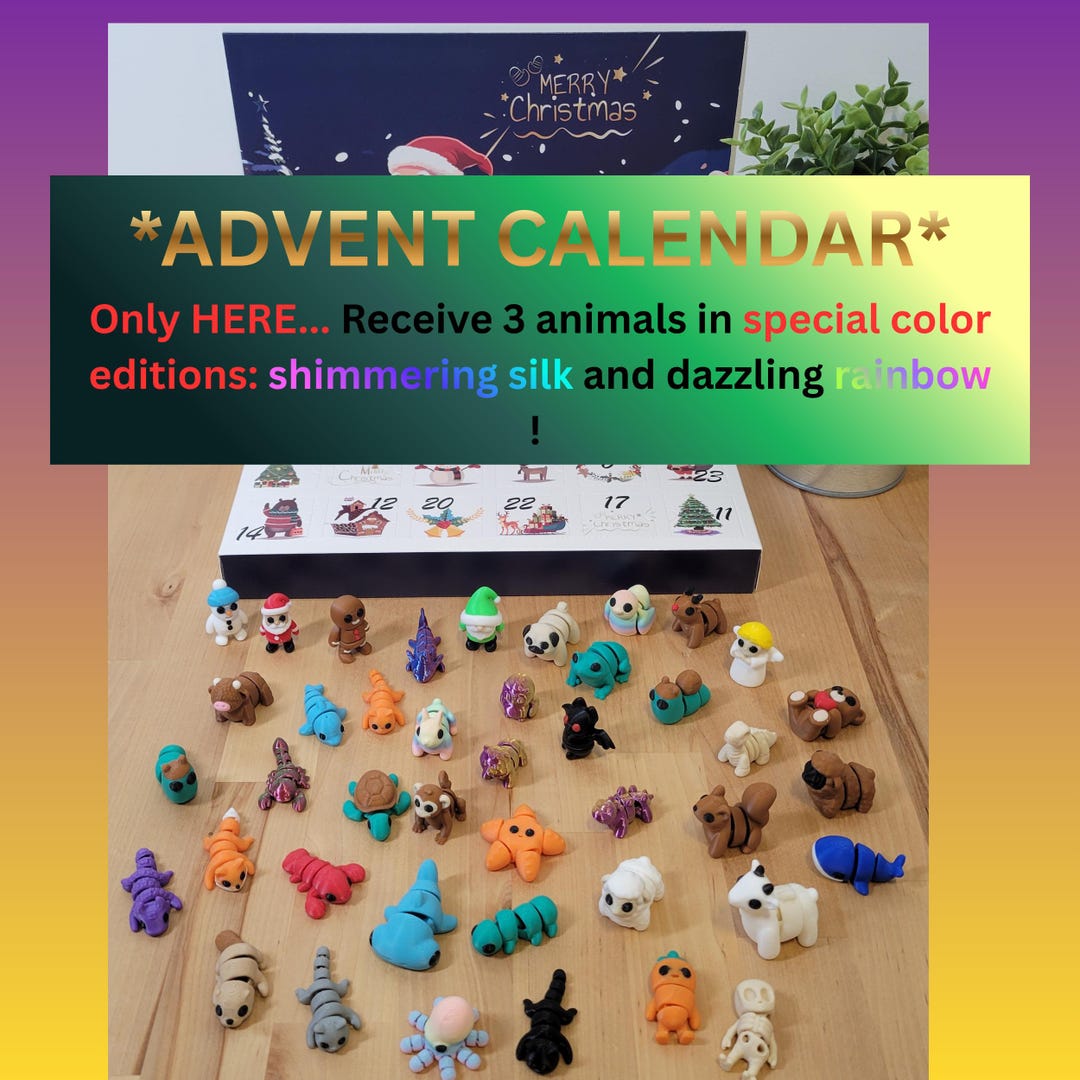 3D Printed Animal Advent Calendar: Rare Silk & Rainbow Colors - Etsy