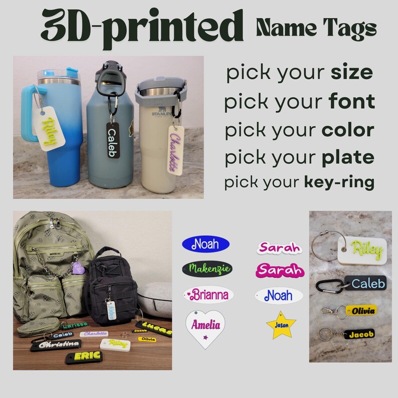 Custom 3D Printed Name Tag: Backpack, Stanley, Lunchbox - Etsy