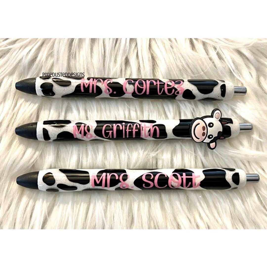 Customized Cow Glitter Pen, Personalized Glitter Pen, Teacher Pen, Cow ...