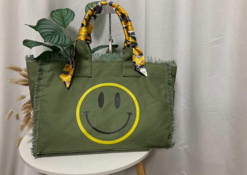 Smiley Face Tote Bag - Etsy
