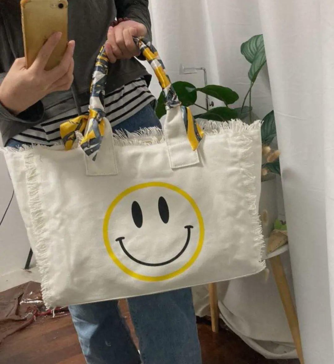 Smiley Face Tote Bag - Etsy