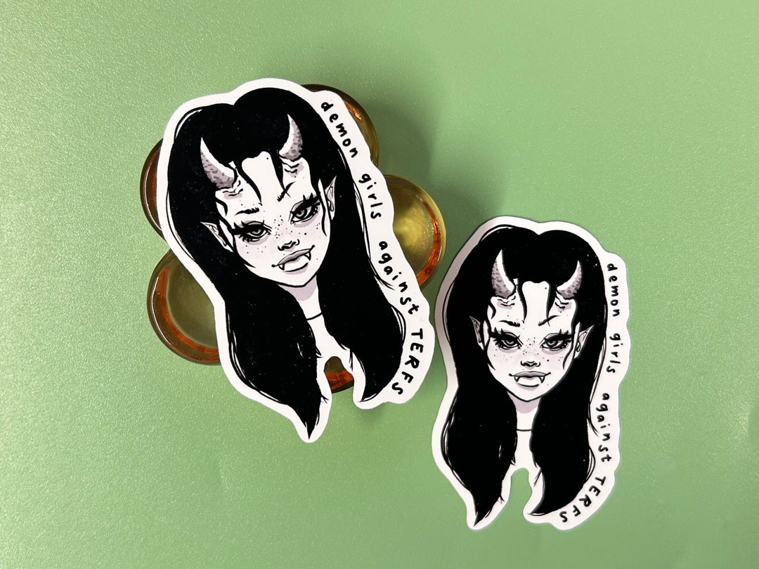 Demon Girl Sticker With Text / Demon Girls Against TERFS / LGBTQ ...