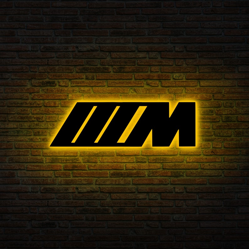 BMW M Power Metal Led Wall Decor, Car Lover Metal Wall Led Sign, Garage ...