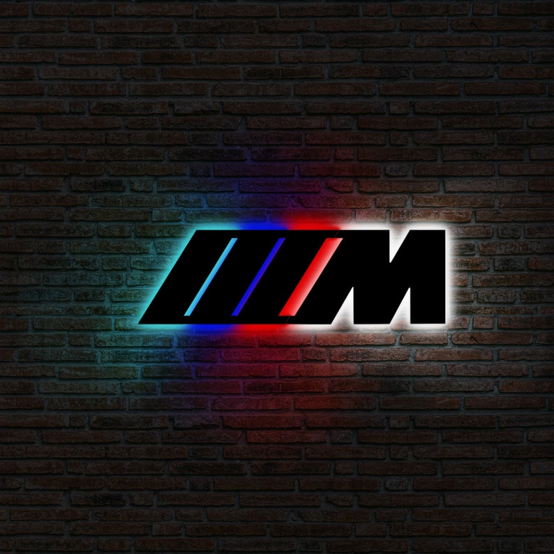 BMW M Power Metal Led Wall Decor, Car Lover Metal Wall Led Sign, Garage ...