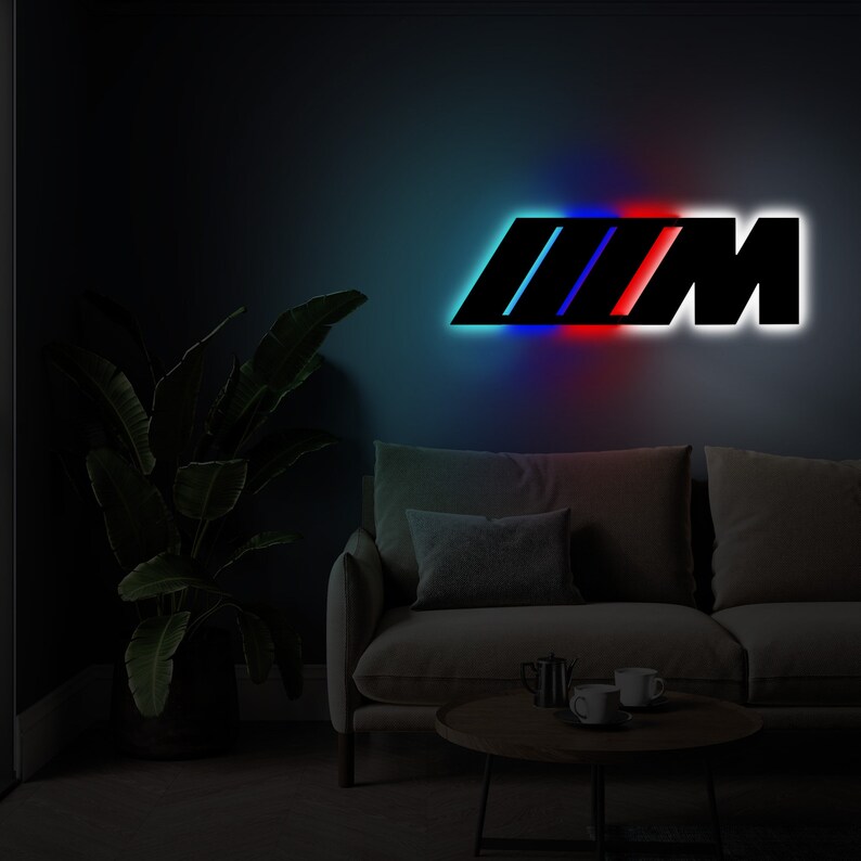 BMW M Power Metal Led Wall Decor, Car Lover Metal Wall Led Sign, Garage ...