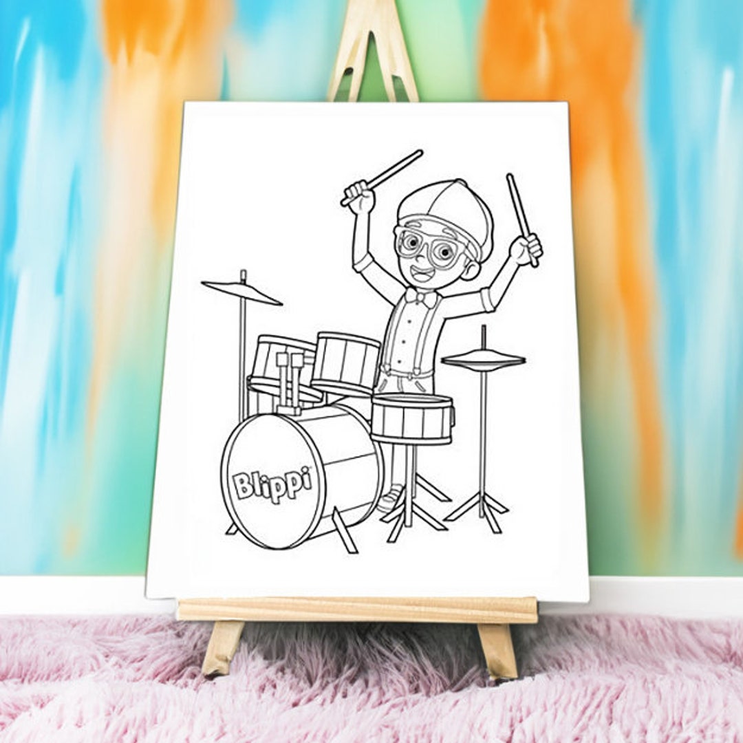 Blippi Drawing Canva for Art Parties, Pre Drawn Coloring Canva, DIY ...