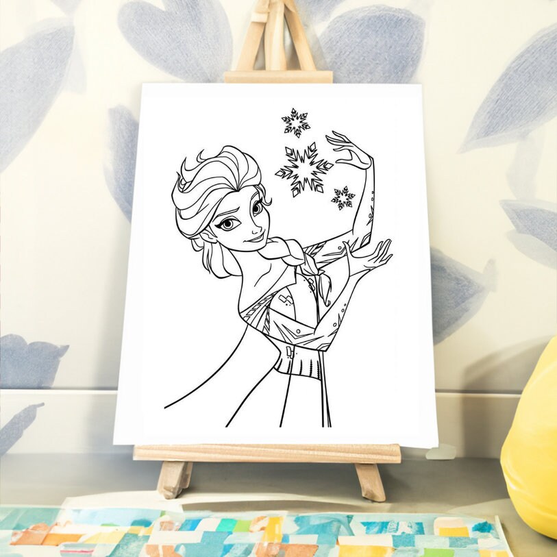 Princess Pre Drawn Canvas Ready to Paint, Girls Artwork Pre Sketched ...