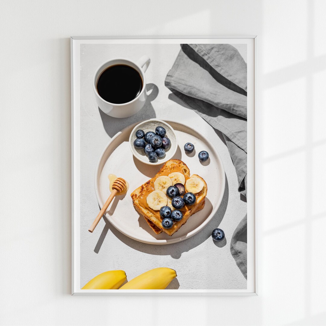 Wall Art, Kitchen Photo Poster With Breakfast, Modern Kitchen Decor ...