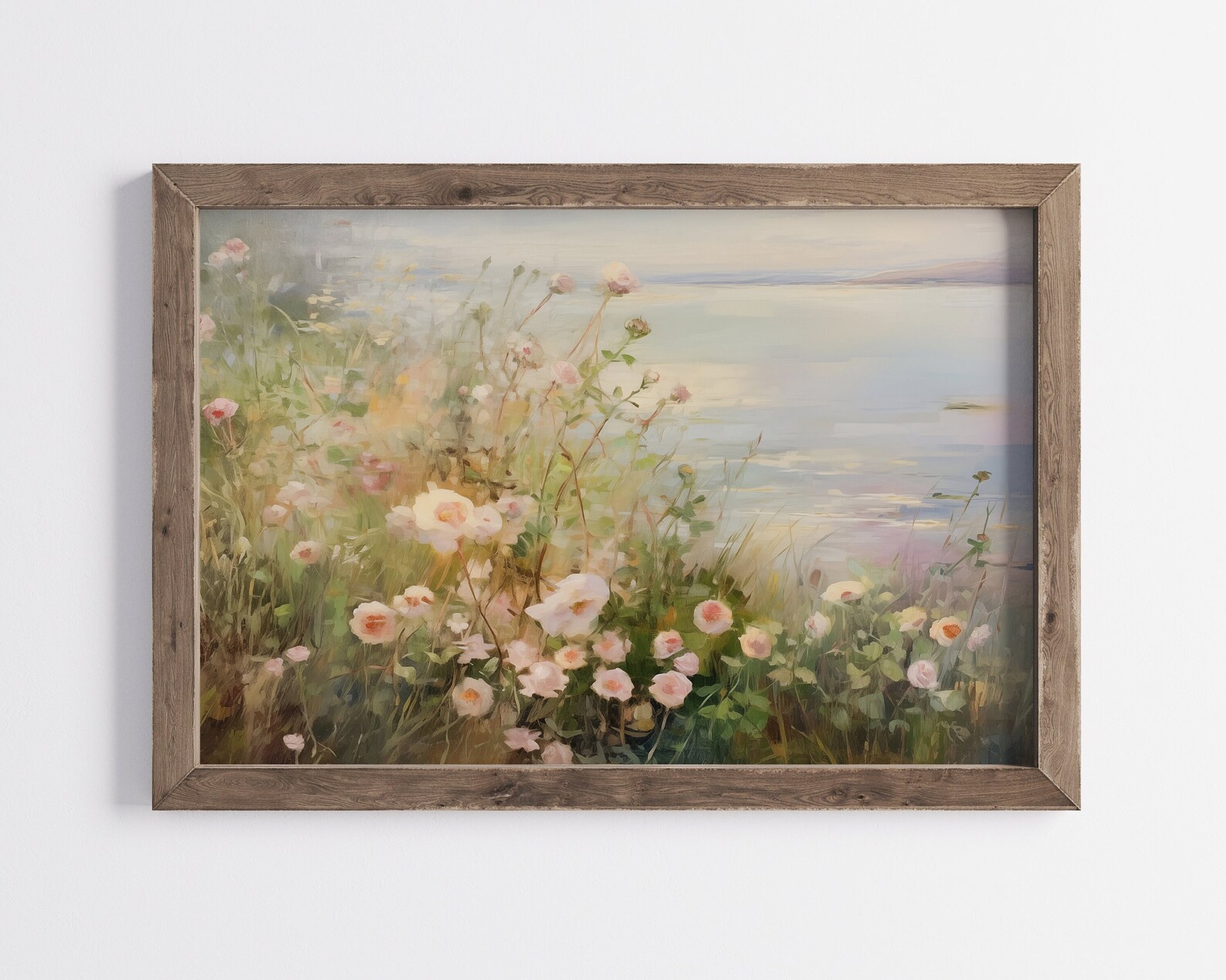 Spring Floral Sea Wall Art, Cottagecore Coastal Printable Wildflower ...