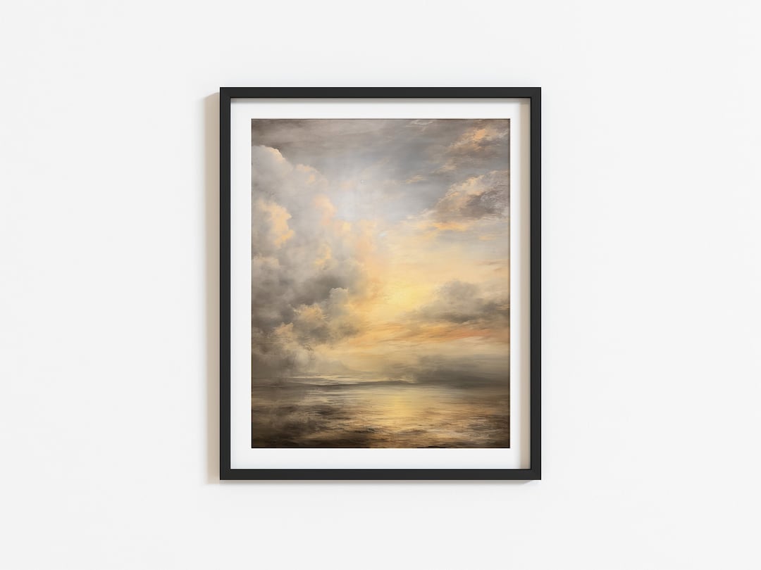 Cloudy Ocean Sunset Print, Coastal Wall Decor, Neutral Tropical Print ...