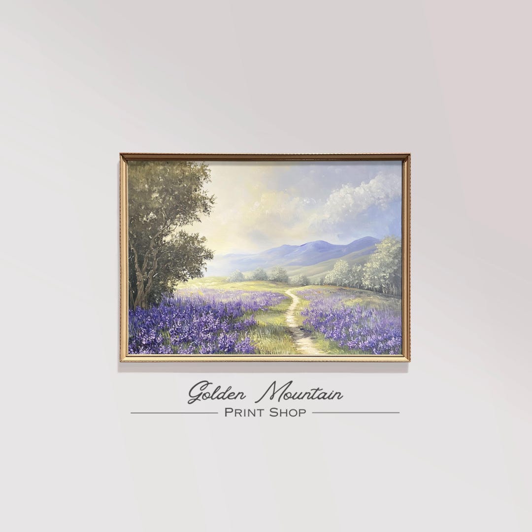 Purple Flower Field Print, Spring Printable Wall Art, Spring Wildflower ...