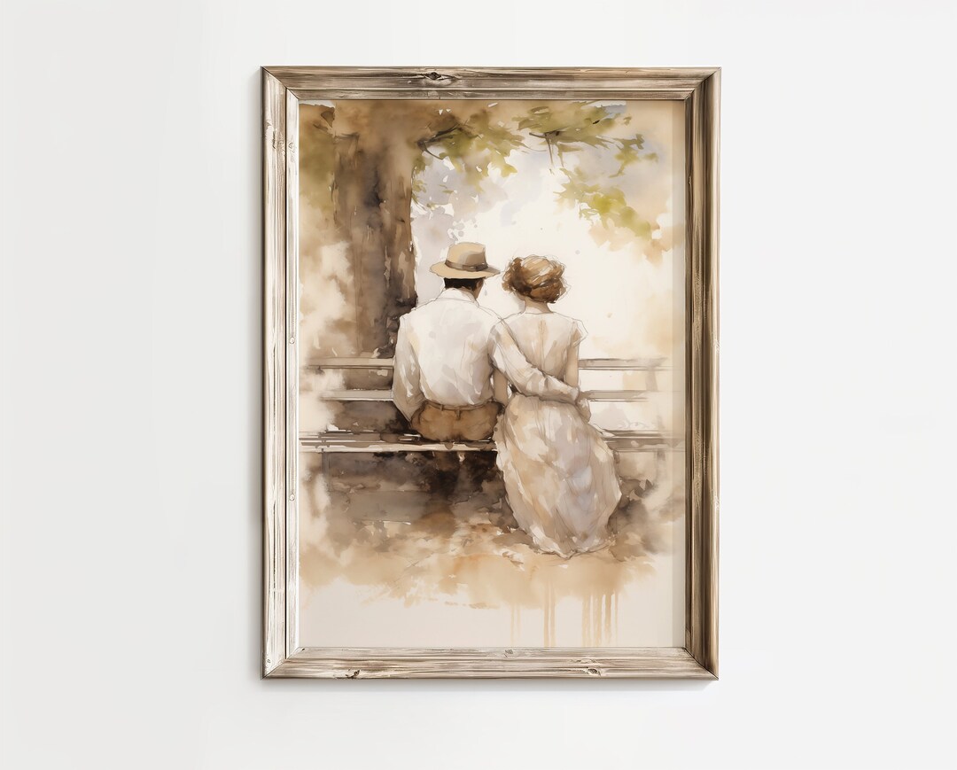 Vintage Valentine's Day Lovers Print, Valentine's Day Decor, Romantic ...