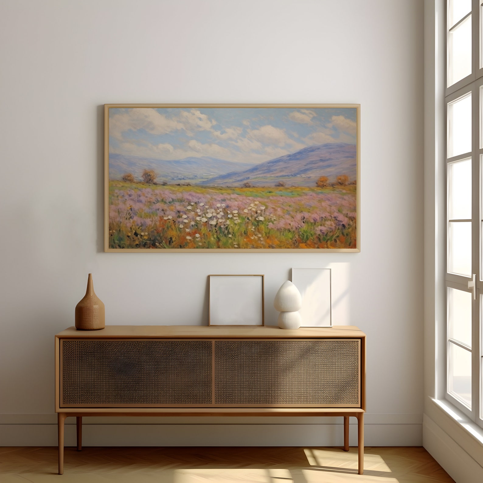 Spring Scenery Landscape Print, Farmhouse Decor, Flower Field Oil ...