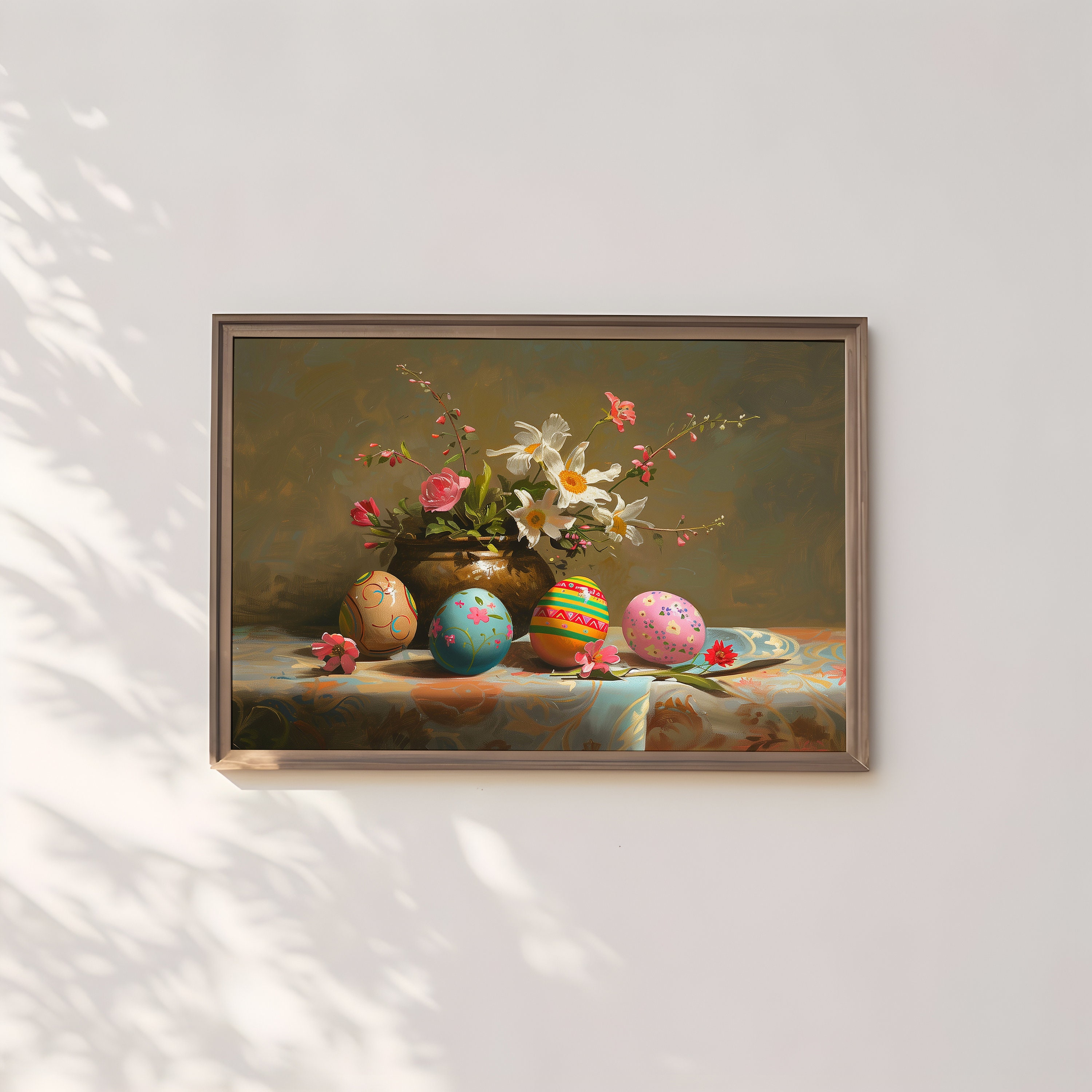 Easter Flowers Moody Wall Art, Printable Flower Digital Print, Dark ...