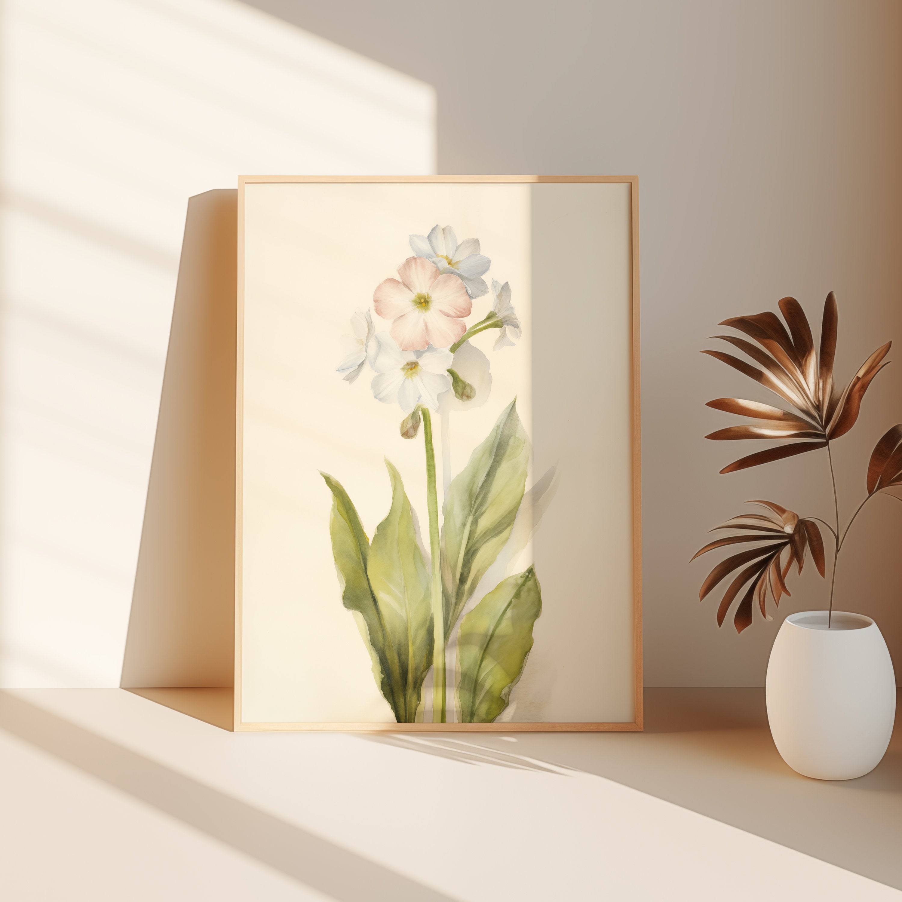 Pink Primrose Print, Primrose Printable Wall Art, Easter Wall Decor ...