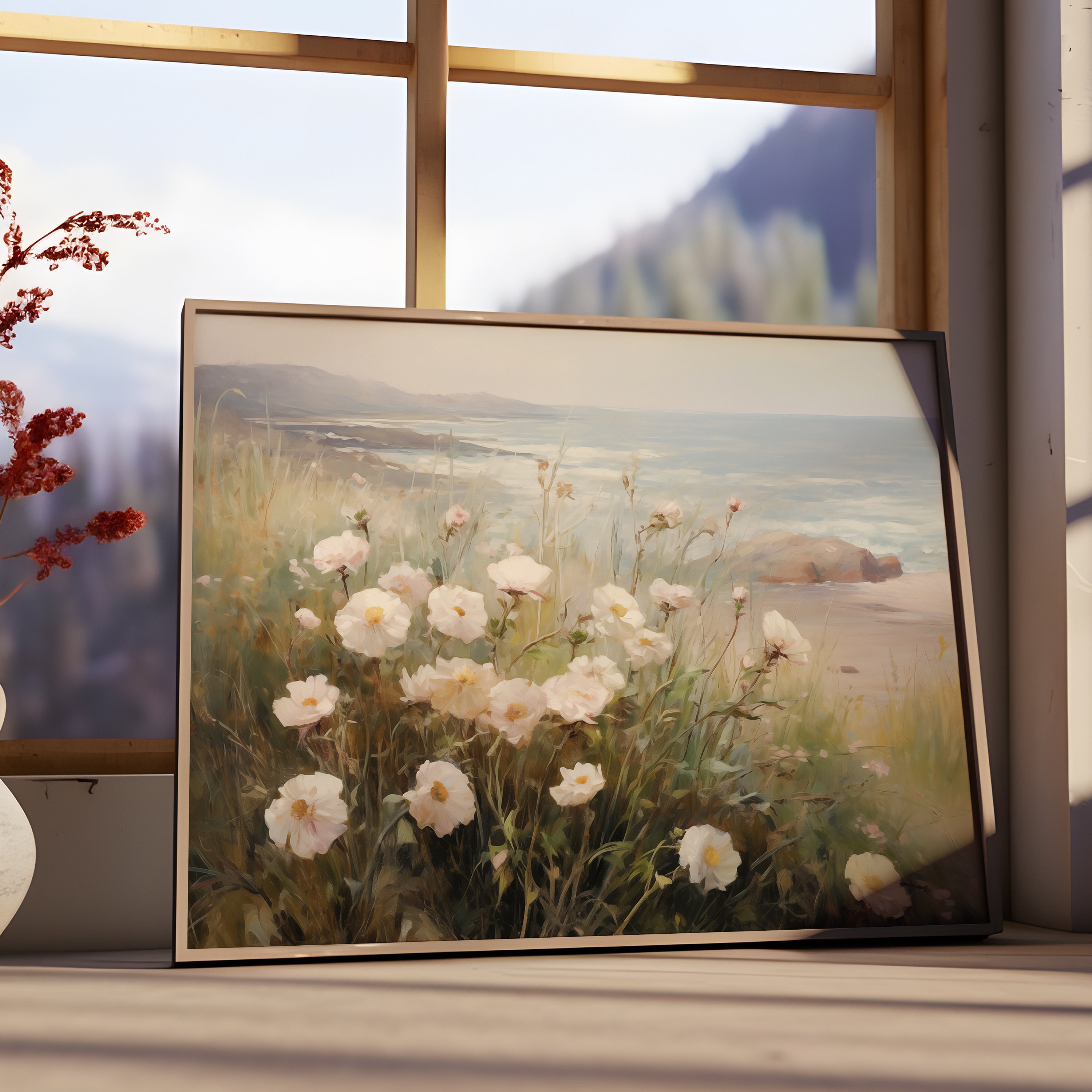 Cottagecore Spring Floral Sea Wall Art, Farmhouse Summer Flower Print ...