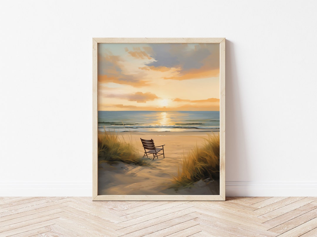 Vintage Coastal Sunset Beach Print Summer Print, Summer Boho Sunrise ...