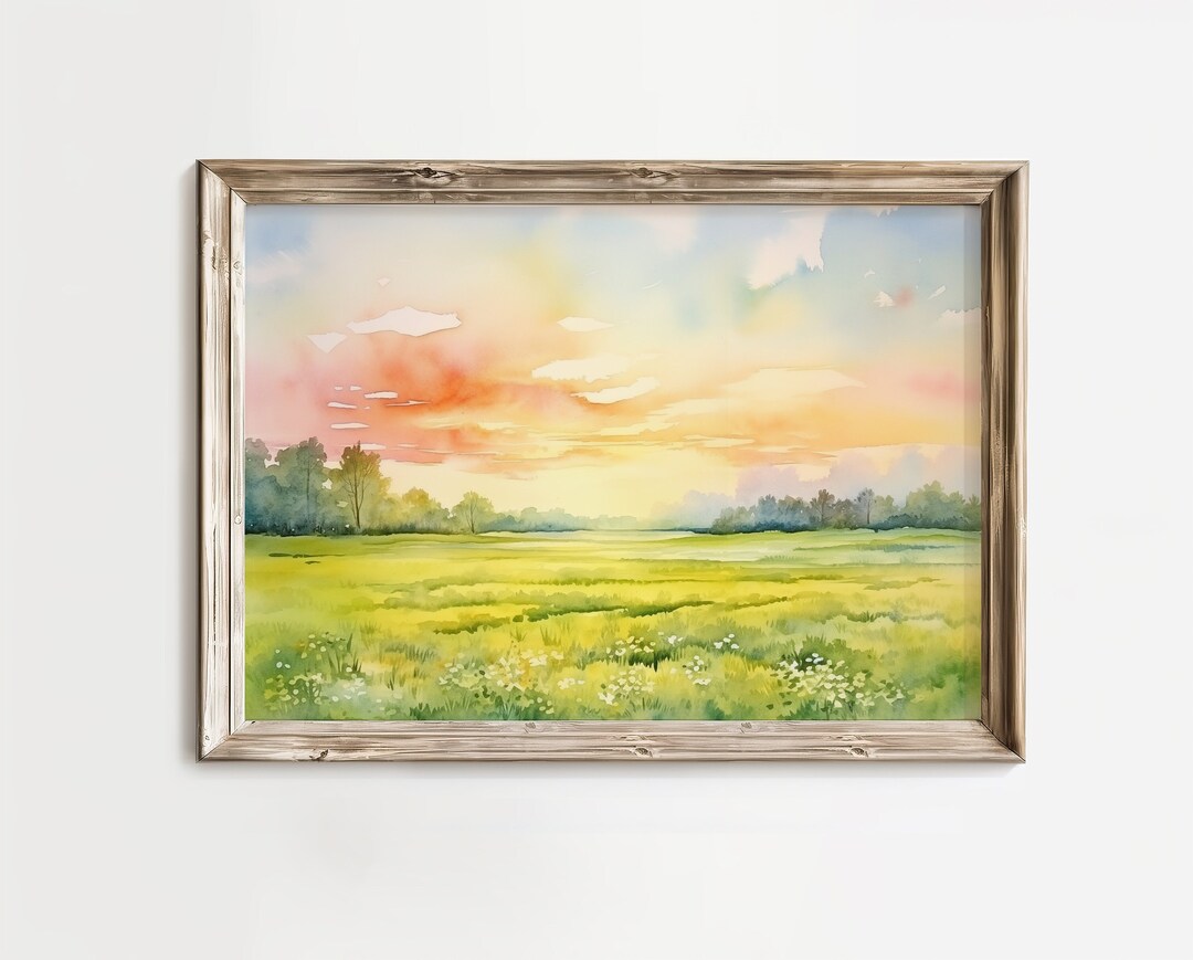 Spring Landscape Print, Summer Sunset Wall Art, Seasonal Scenery ...