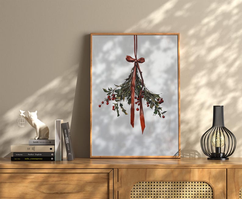 Christmas Printable Mistletoe Wall Art, Christmas Wall Art, Winter ...