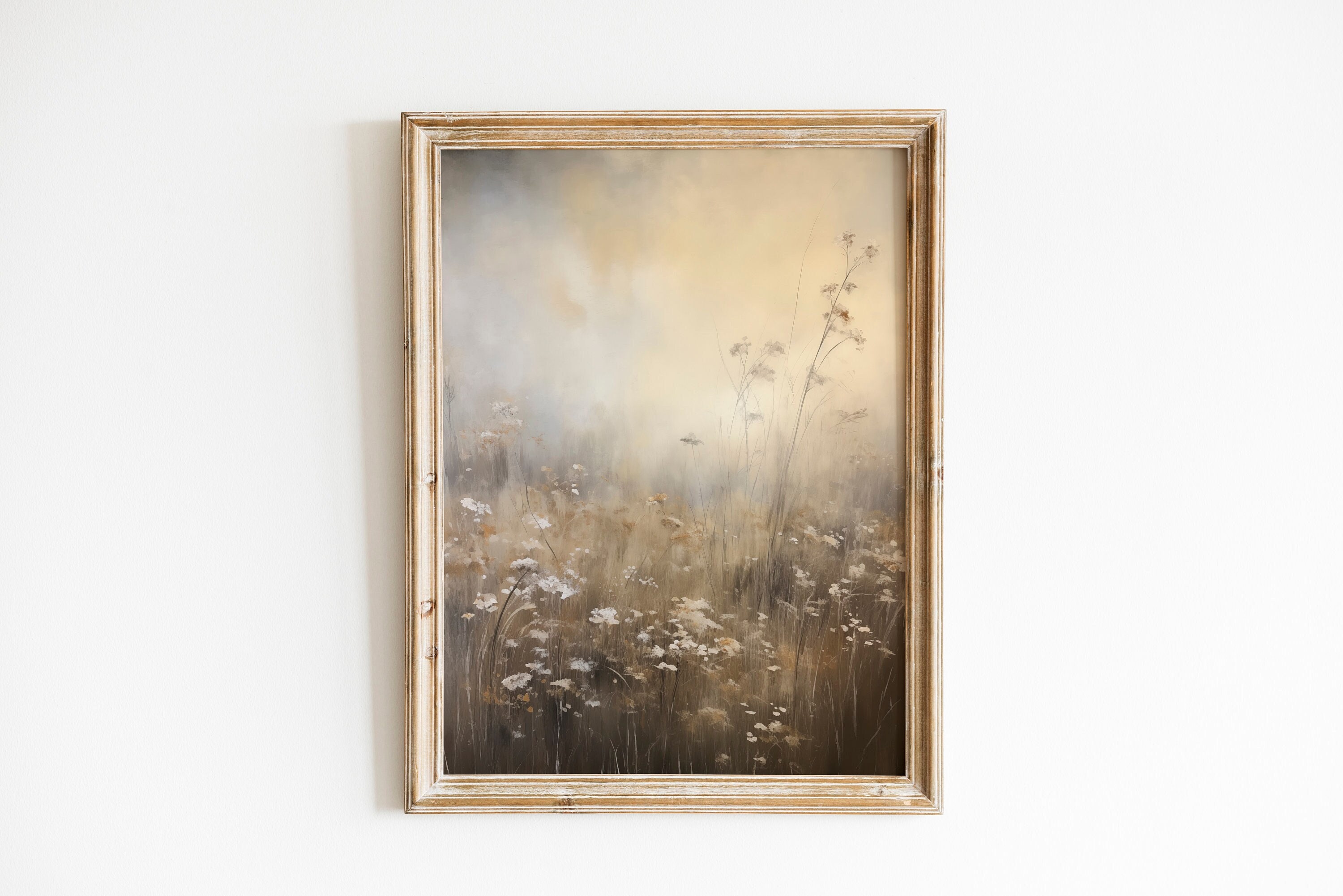 Spring Floral Painting, Printable Flower Field Landscape Print, Country ...