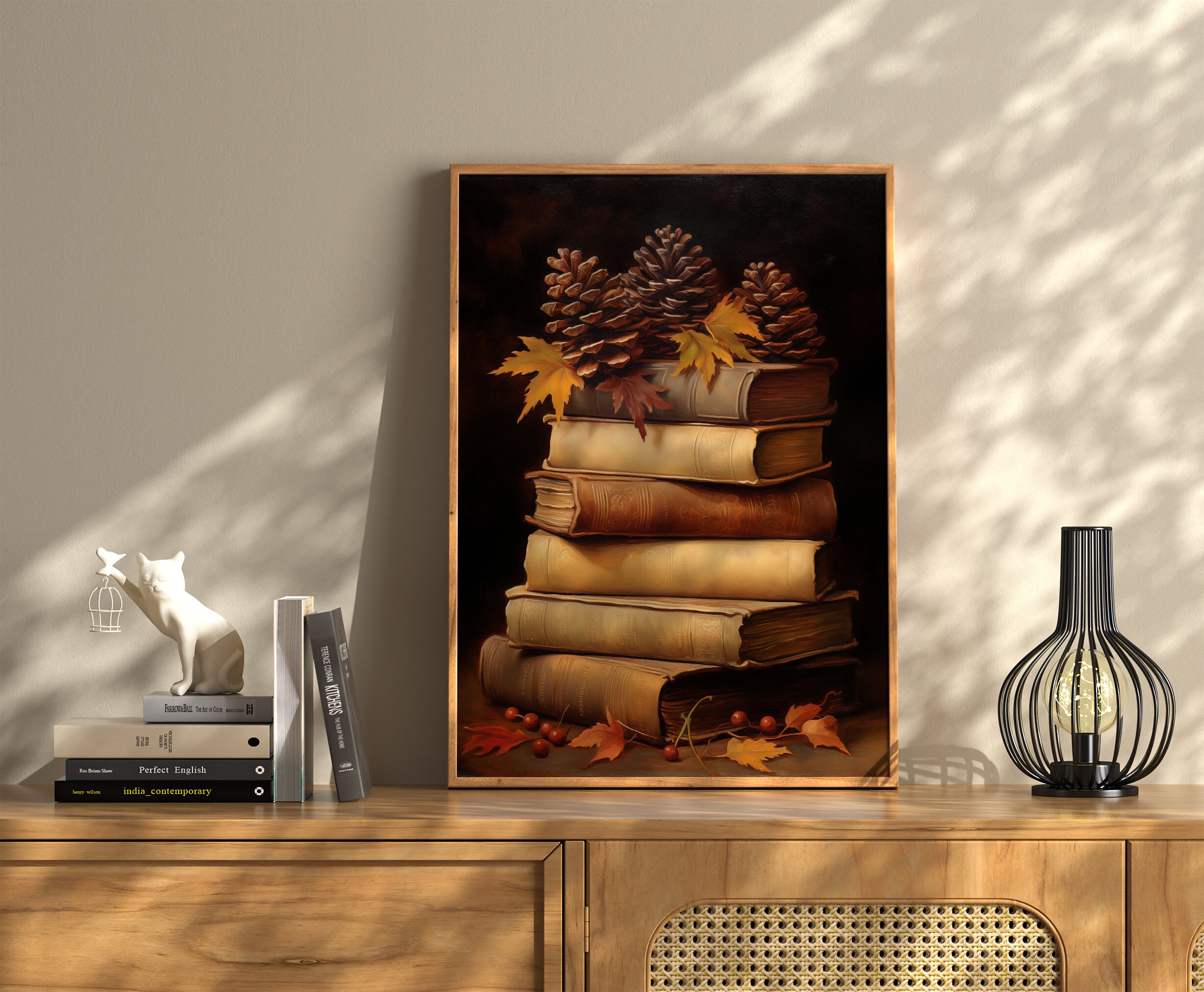 Vintage Moody Autumn Print Wall Art Book Art Still Life Printable Oil ...