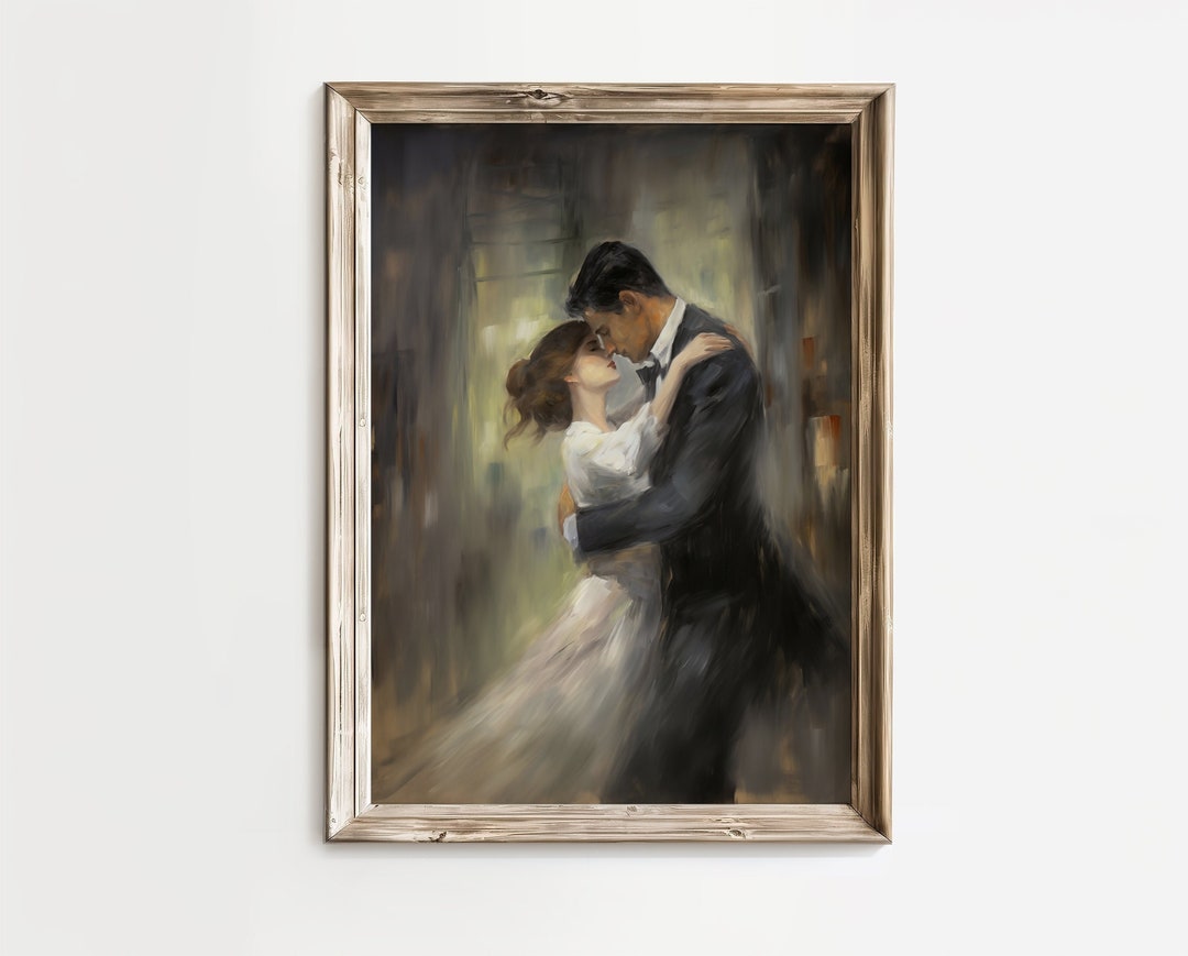 Romantic Couple Art, Vintage Love Digital Print, Valentine's Wall Art ...