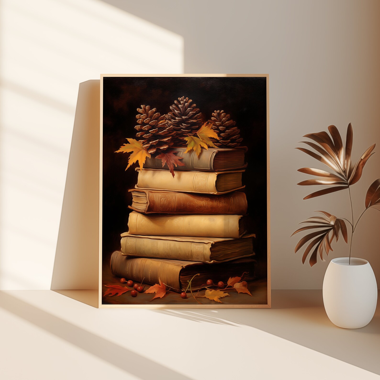 Vintage Moody Autumn Print Wall Art Book Art Still Life Printable Oil ...