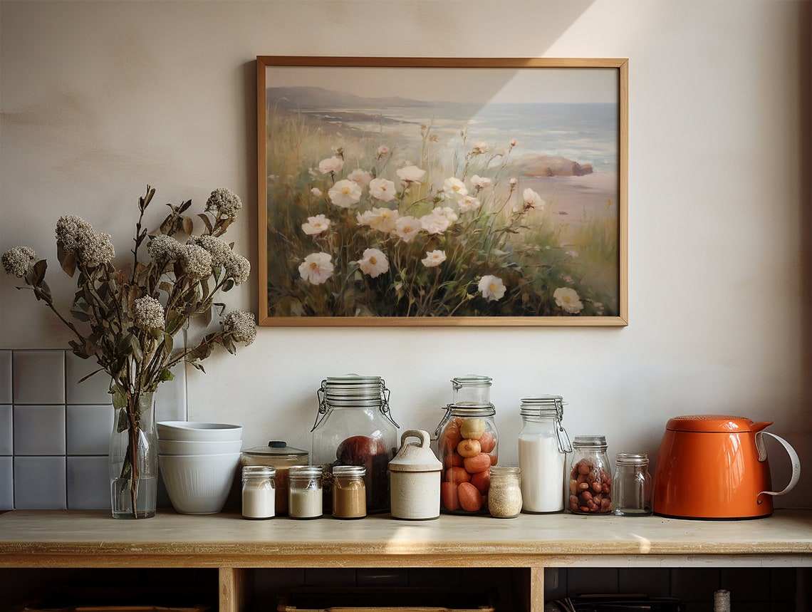 Cottagecore Spring Floral Sea Wall Art, Farmhouse Summer Flower Print ...