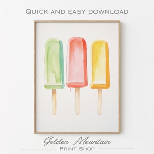 Popsicle Watercolor Print, Colorful Nursery Art, Summer Kitchen Art ...