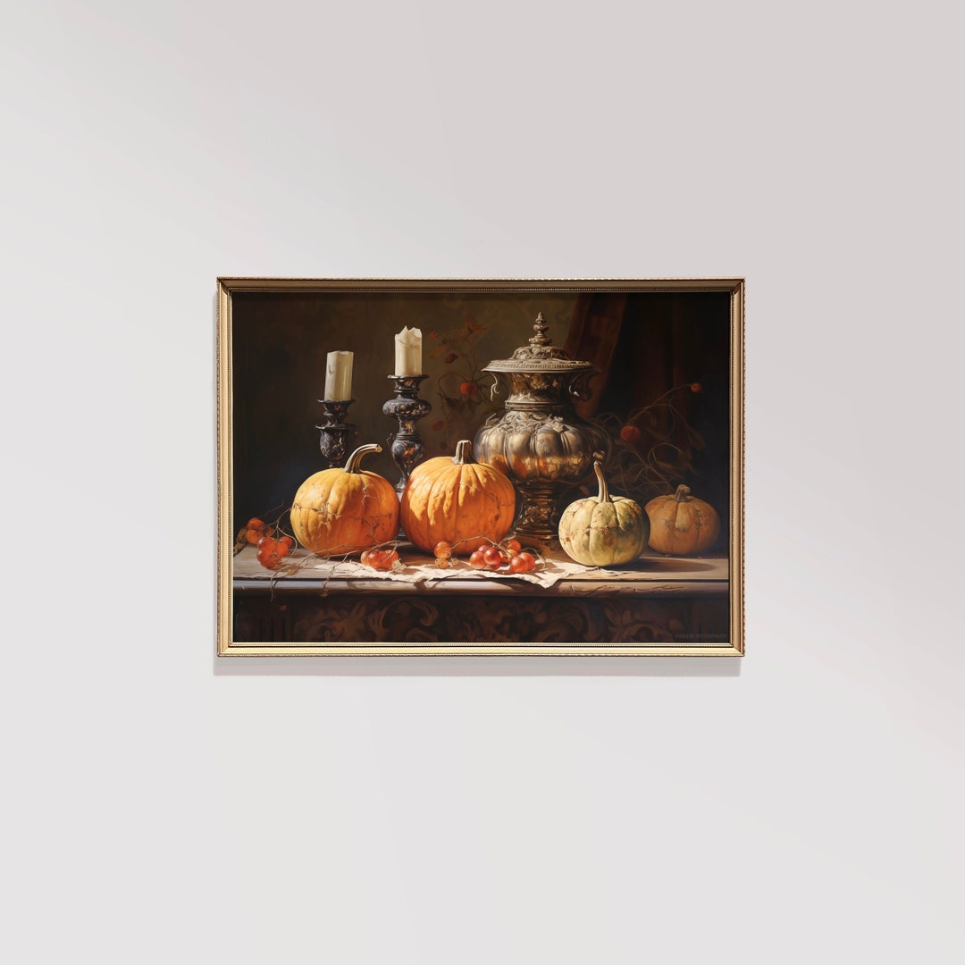 Gothic Autumn Art Printable Pumpkin Fall Print Moody Painting Dark Fall ...
