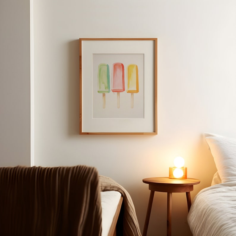Popsicle Watercolor Print, Colorful Nursery Art, Summer Kitchen Art ...