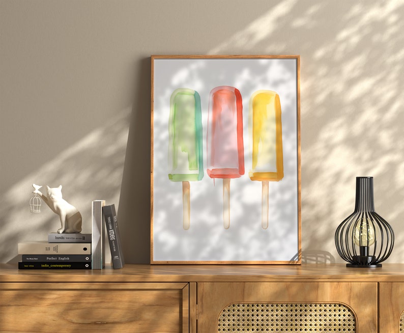 Popsicle Watercolor Print, Colorful Nursery Art, Summer Kitchen Art ...