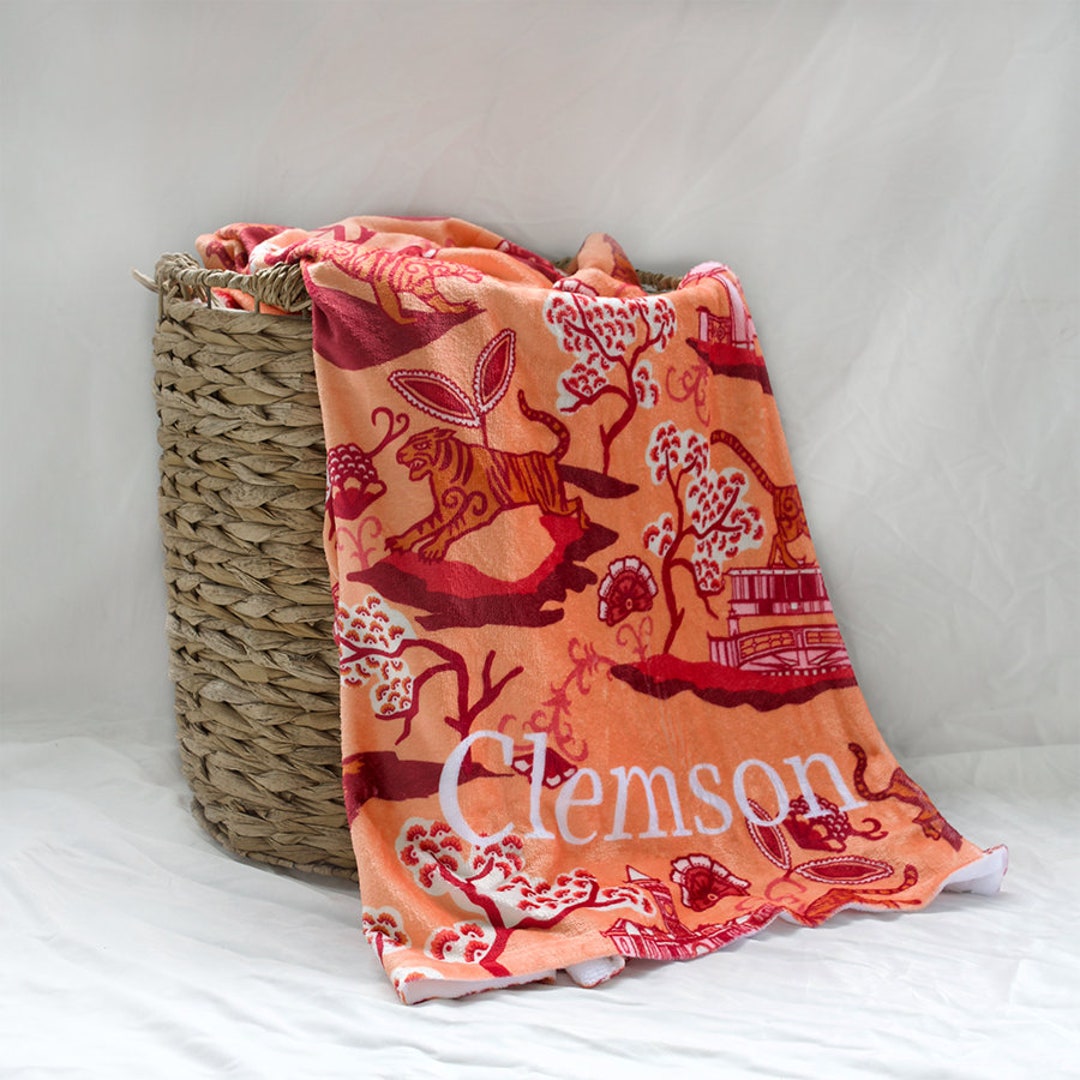 Custom Clemson Blanket Clemson Toile Clemson Blanket School Blanket ...