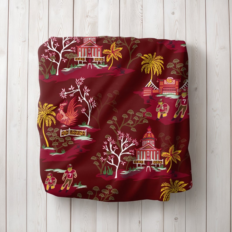 Custom South Carolina Gamecock Blanket Gamecock Toile Gamecock Blanket ...