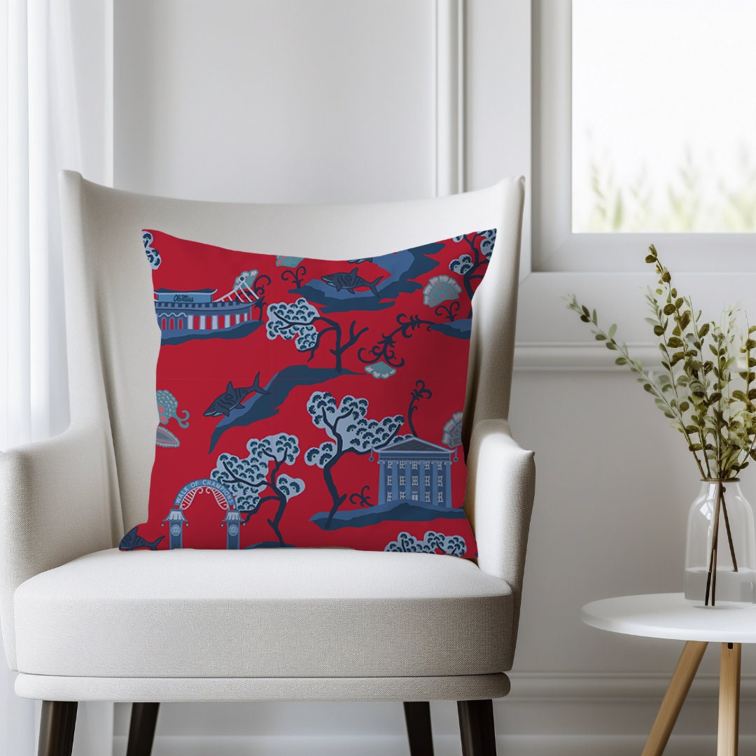 Ole Miss Throw Pillow With Insert Ole Miss Throw Mississippi Toile ...