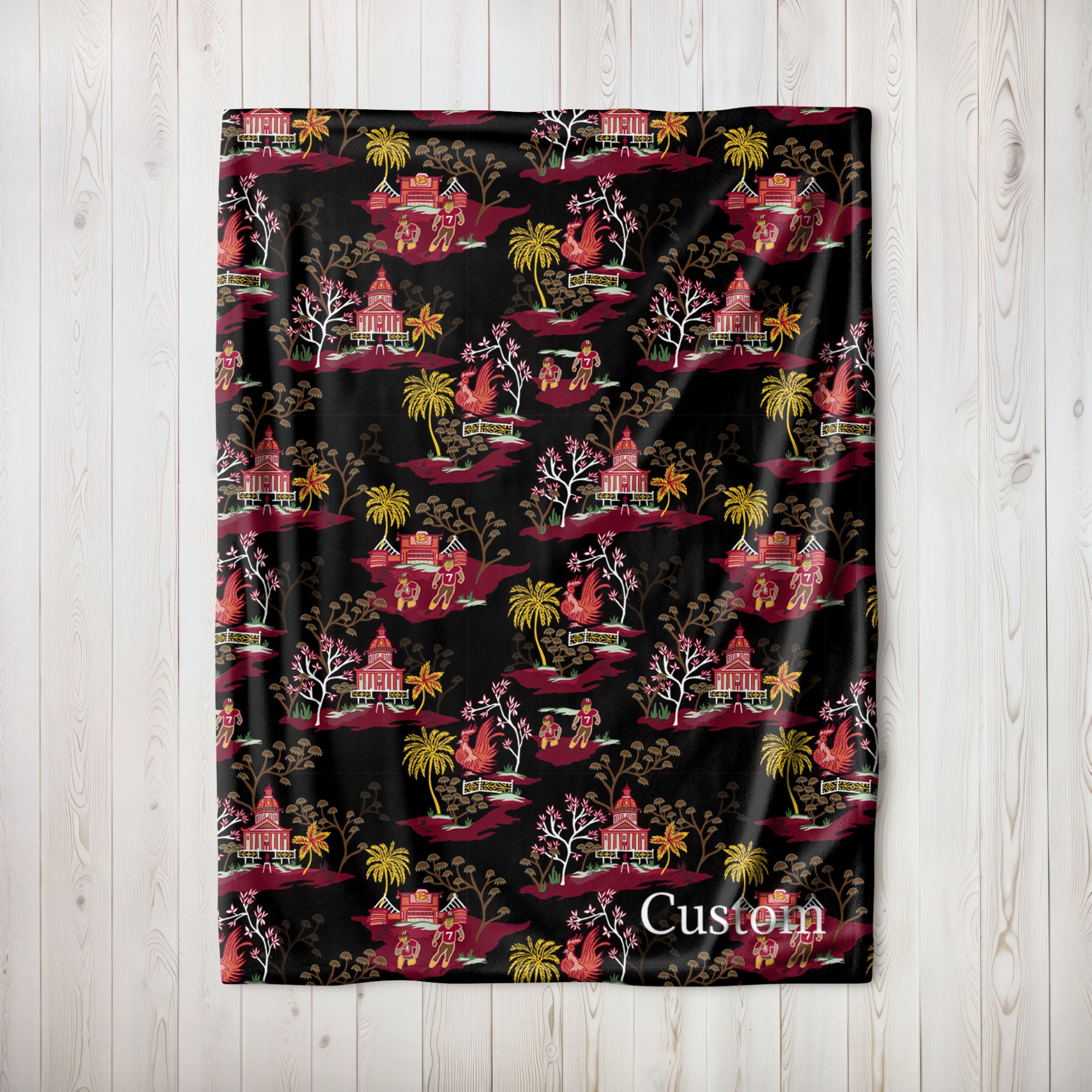 Custom South Carolina Gamecock Blanket Gamecock Toile Gamecock Blanket ...