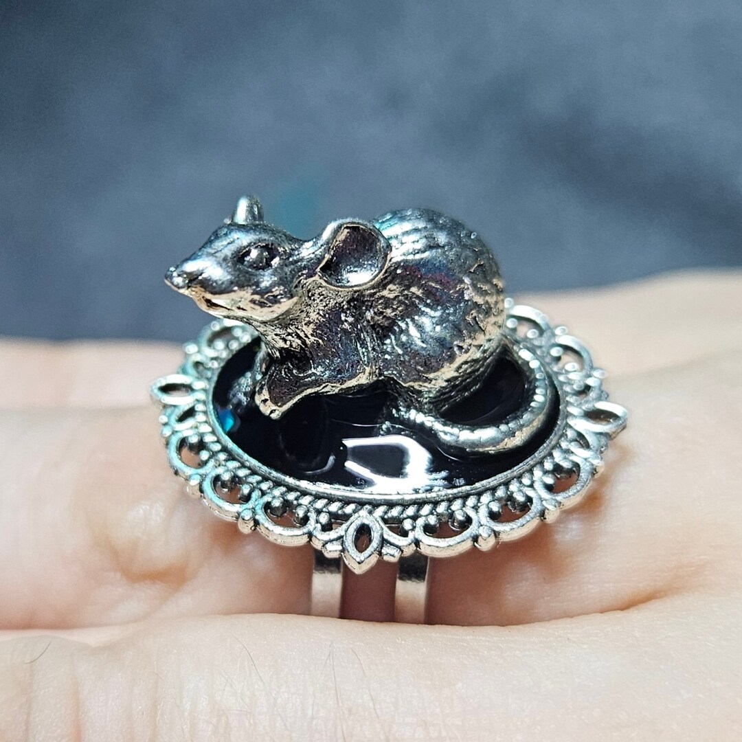 Tiny Metal Mouse Ring - Etsy