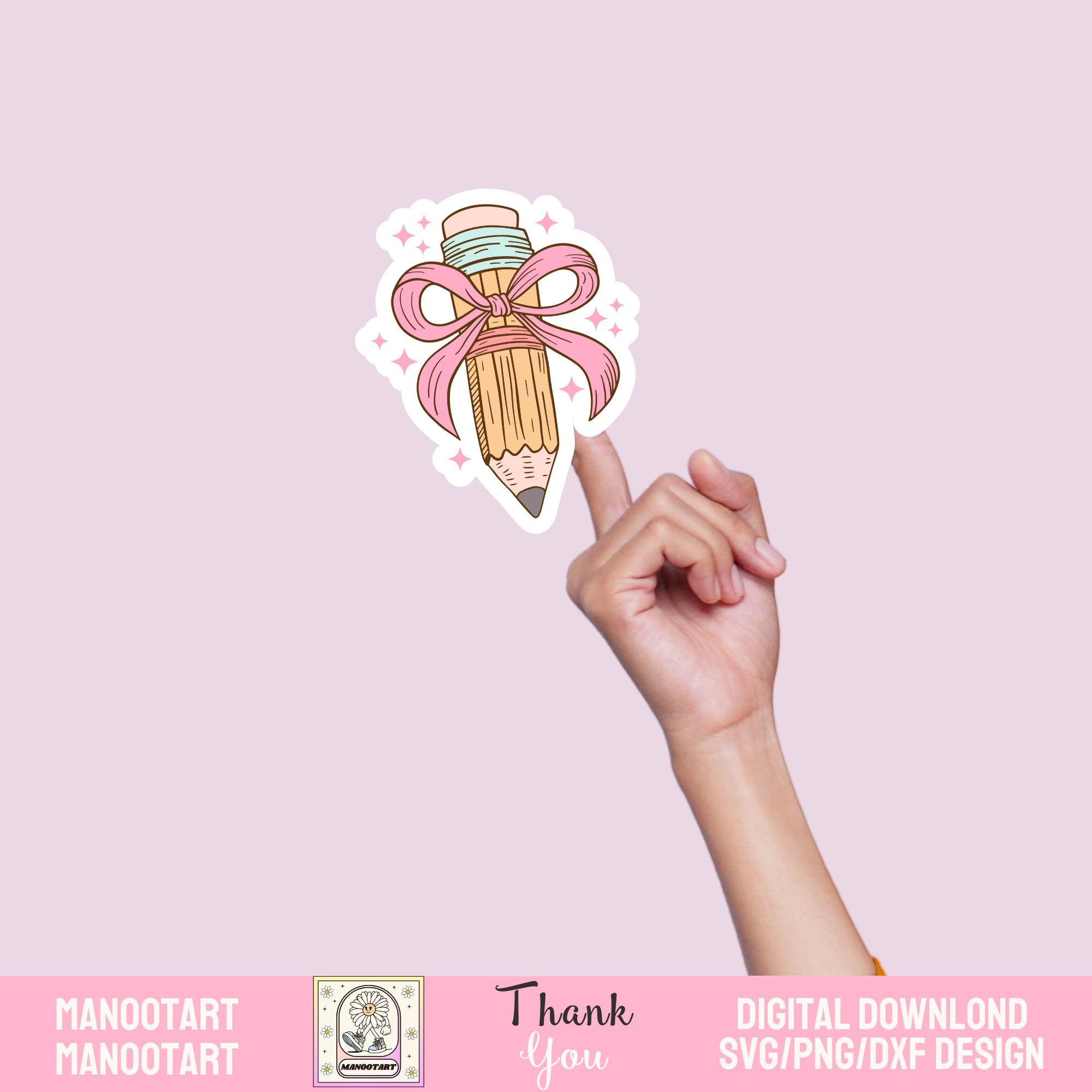 Coquette Bow Pink Teacher Png,pencil Bow Teacher for Name,teacher Life ...