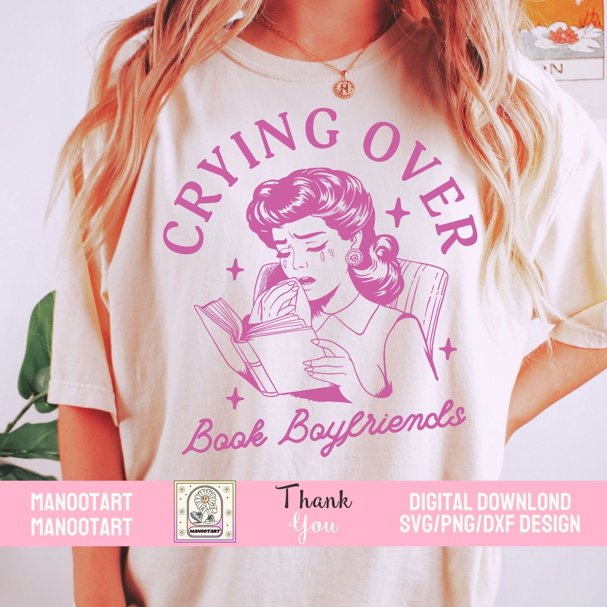 Crying Over Book Boyfriends SVG PNG Shirt,gift for Woman,trendy Vintage ...